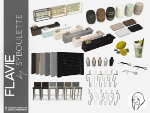 Flavie Bar set - Syboulette Custom Content for The Sims 4