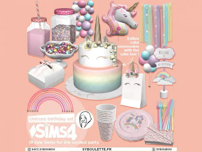 Unicorn birthday cc sims 4 - Syboulette Custom Content for The Sims 4